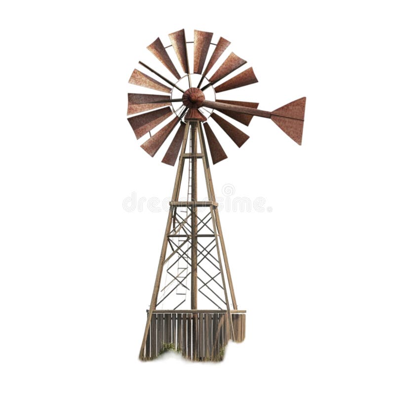 Rustic Windmill Weathered Wood Tall Structure Blades Farm Rural Scene ...