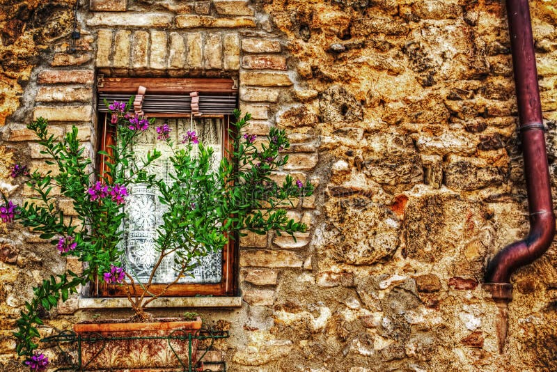 Rustic Window in a Brick Wall in San Gimignano Stock Photo - Image of ...