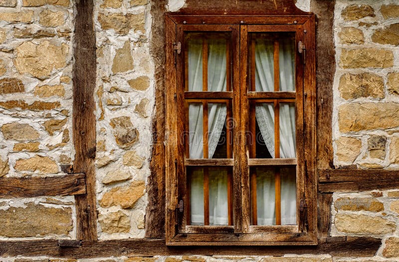 Rustic window stock image. Image of bulgarian, curtain - 41603641