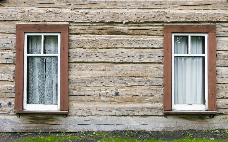 Rustic Windows stock image. Image of wooden, curtains, frontier - 253955