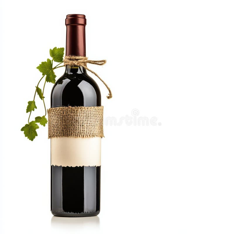 Rustic Wine Bottle Wrapped in Burlap with a Minimalistic Label and ...