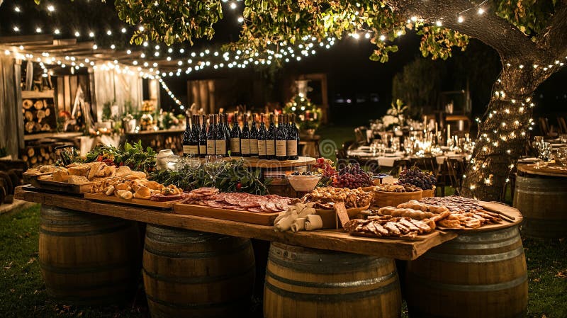 A Rustic Wine and Dine Event with Barrels, Charcuterie Boards, and ...