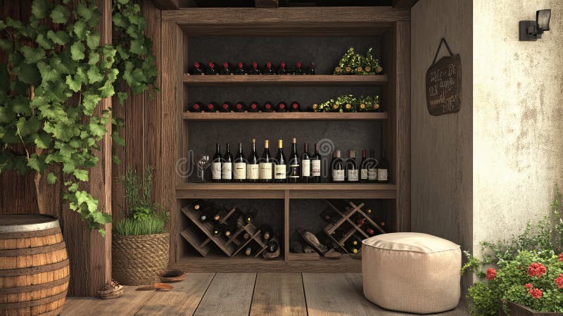 A Rustic Wine Rack Filled with Bottles of Red and White Wine in a Cozy ...