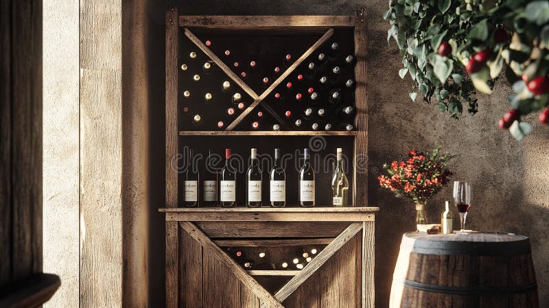 A Rustic Wine Rack Filled with Bottles of Red and White Wine in a Cozy ...
