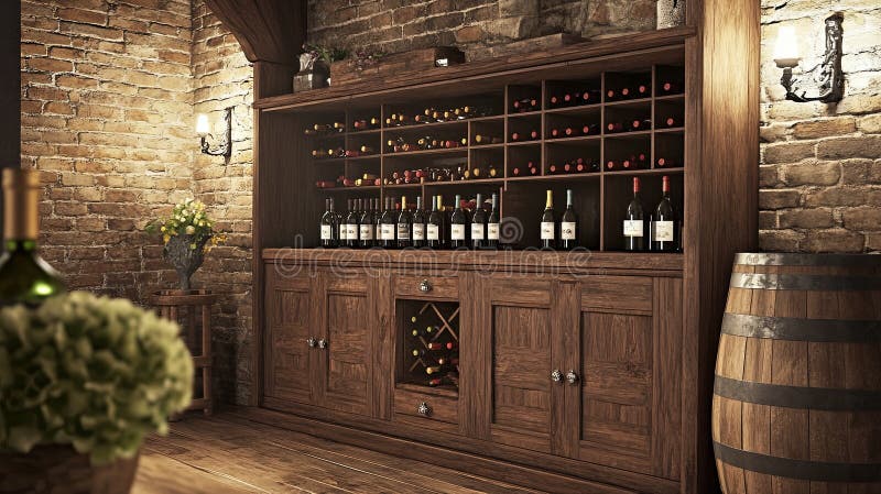 A Rustic Wine Rack Filled with Bottles of Red and White Wine in a Cozy ...
