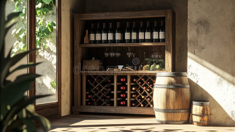 A Rustic Wine Rack Filled with Bottles of Red and White Wine in a Cozy ...
