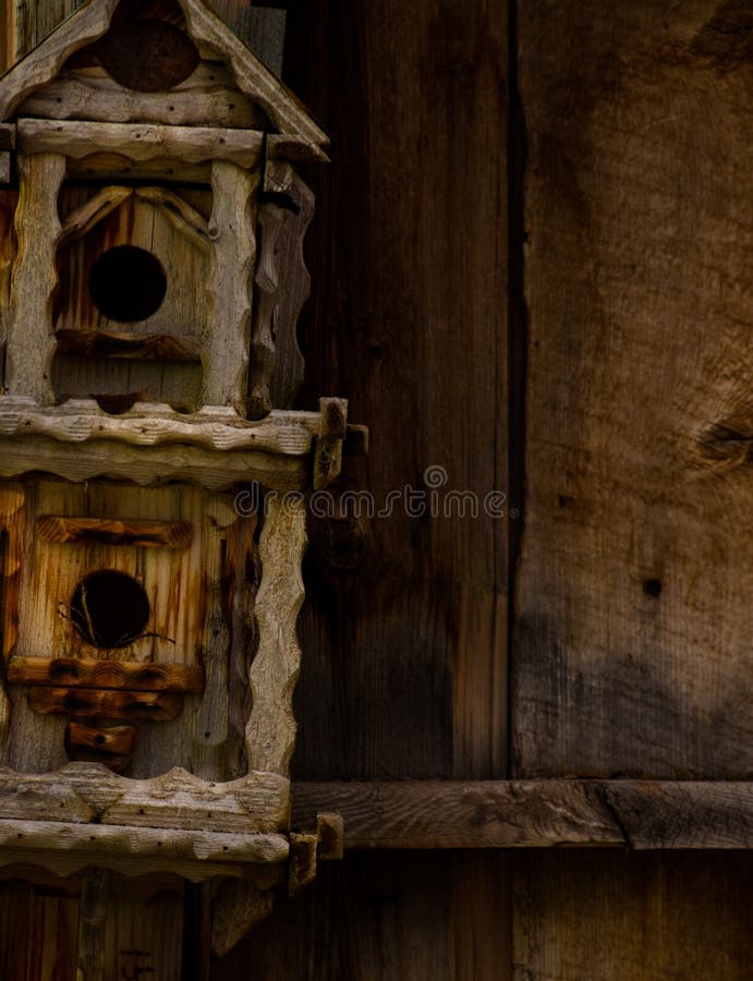 Rustic Wood Birdhouse Background Stock Image - Image of fence, western ...