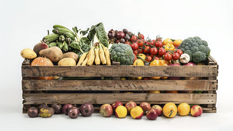 Rustic Wood Box Packed with Vibrant Farm-Fresh Produce. Stock Photo ...
