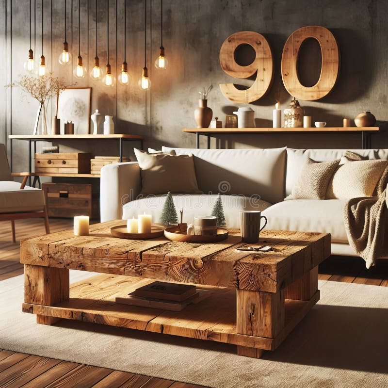 Rustic Wood Coffee Table - a Solid, Wooden Coffee Table Stock Image ...