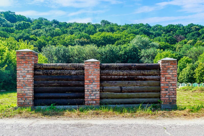 Rustic Wood Fence in the Village. Background with Copy Space for Text ...