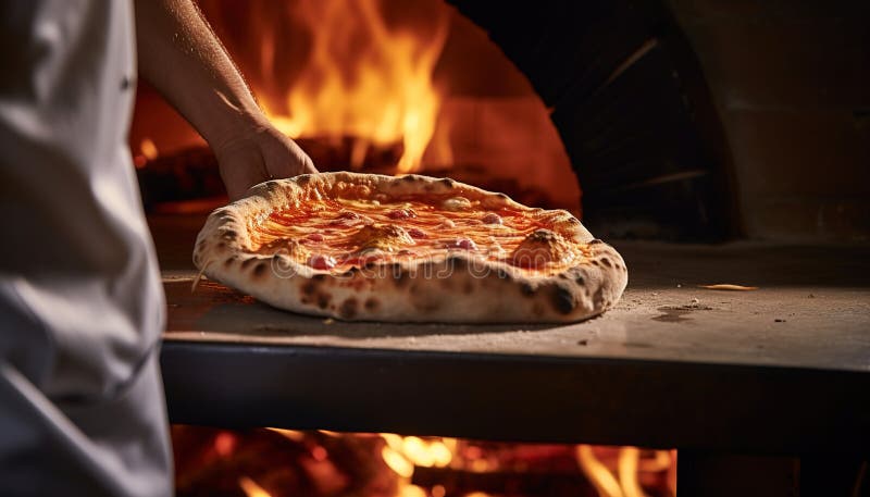 Rustic Wood-fired Pizza with Bubbling Mozzarella Cheese and Intense ...