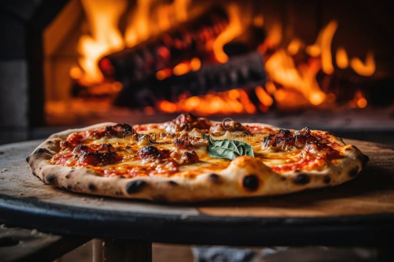 Rustic Wood-Fired Pizza stock illustration. Illustration of cheese ...