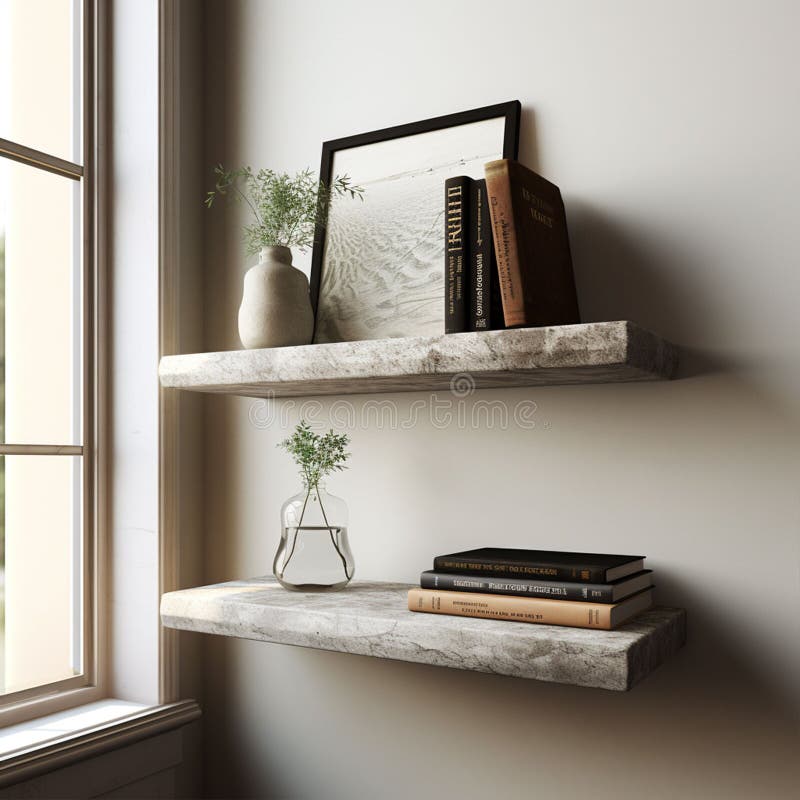 Rustic Wood Floating Shelf with Modern Black Frames with Rustic Wall ...