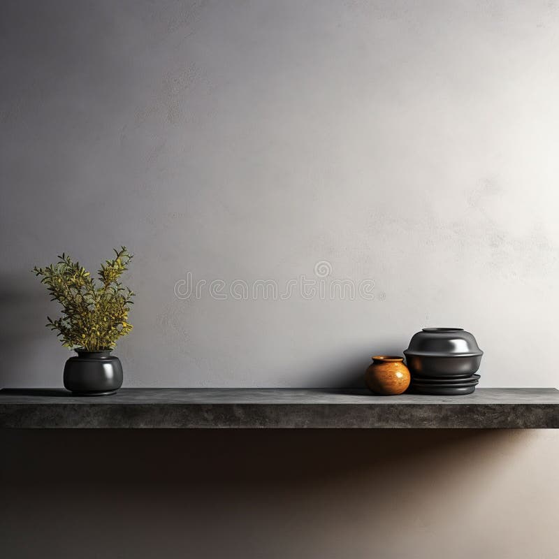 Rustic Wood Floating Shelf with Modern Black Frames with Rustic Wall ...