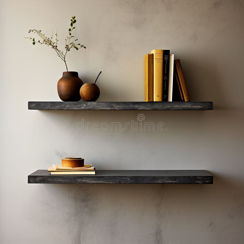 Rustic Wood Floating Shelf with Modern Black Frames with Rustic Wall ...