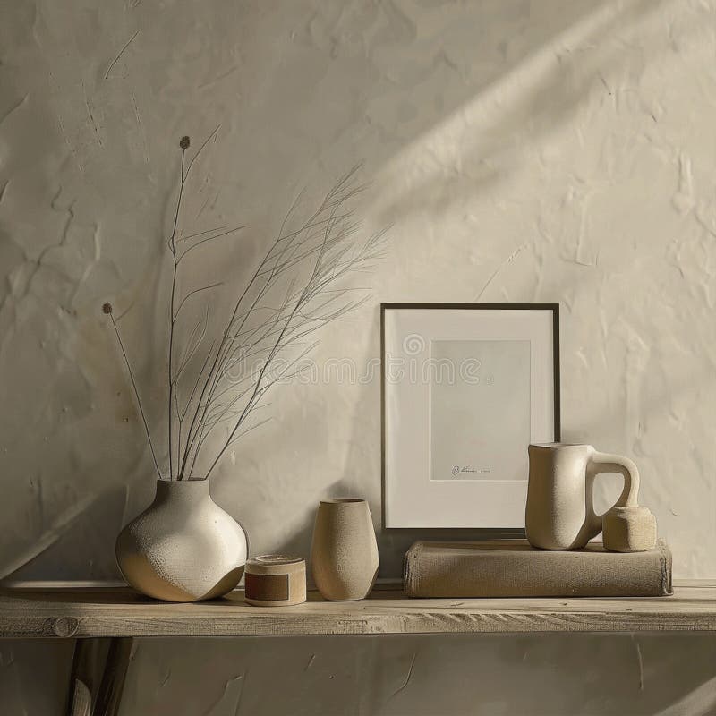 Rustic Wood Floating Shelf with Modern Black Frames with Rustic Wall ...