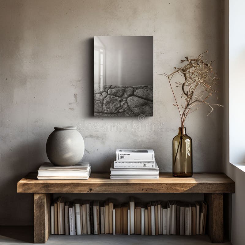 Rustic Wood Floating Shelf with Modern Black Frames with Rustic Wall ...