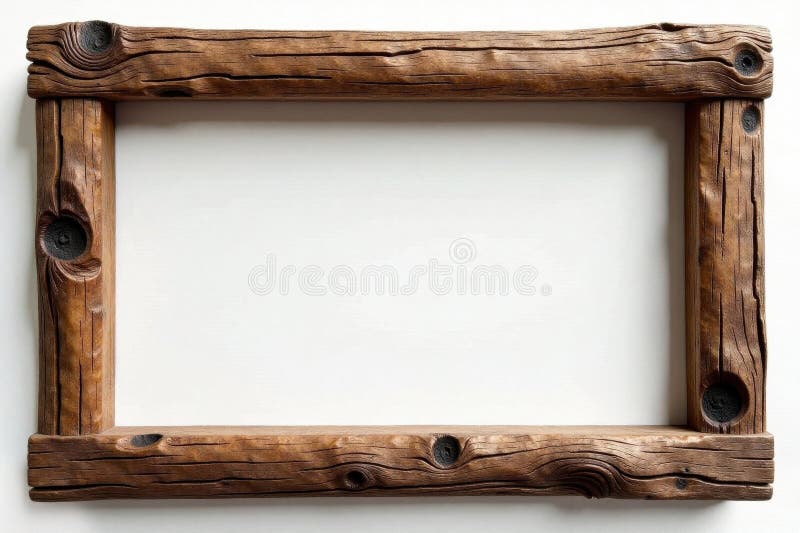 Rustic Wood Frame, Rich Grain, White Background, Wood, Aged Wood ...