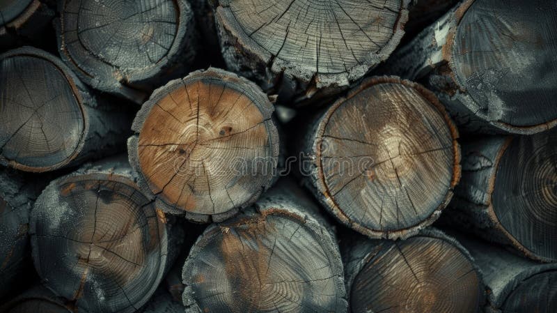 Rustic Wood Logs Stacked in a Natural Background Display Stock ...