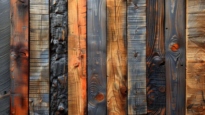 Rustic Wood Plank Wall with Various Colors and Textures Stock ...