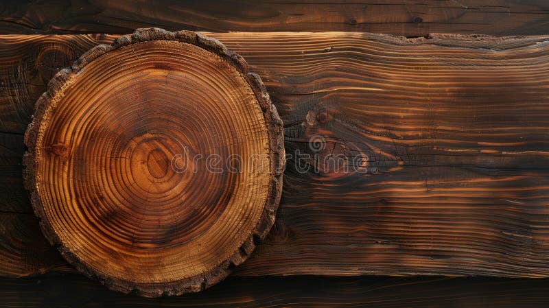 Rustic Wood Slice with Bark Edges Stock Image - Image of wooden, groove ...