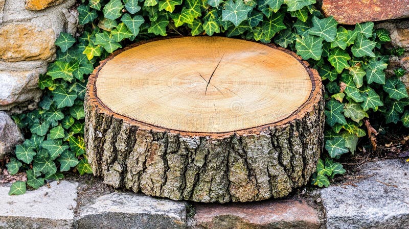 Rustic Wood Slice Display, Garden Backdrop, Product Presentation Stock ...