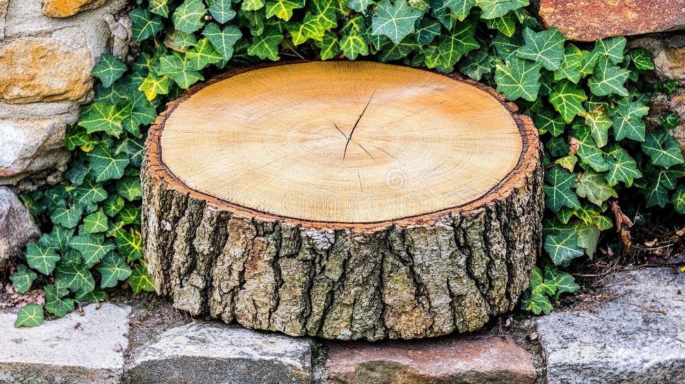 Rustic Wood Slice Display, Garden Backdrop, Product Presentation Stock ...