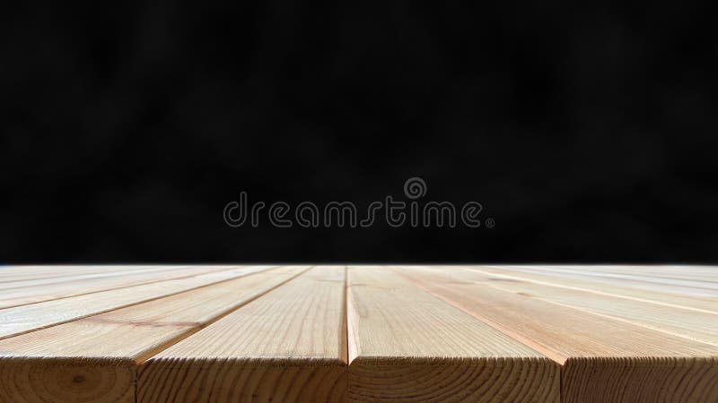 Rustic Wood Table on Black for Decoration Design. Dark Wall Background ...