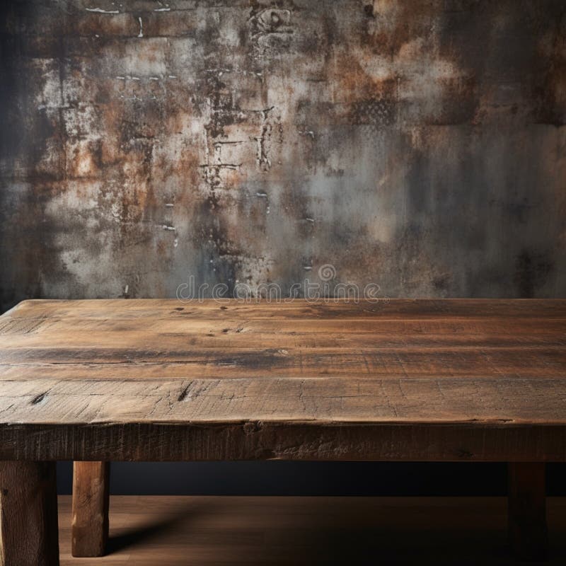 Rustic Wood Table Surface Complemented with Grunge Concrete Textured ...