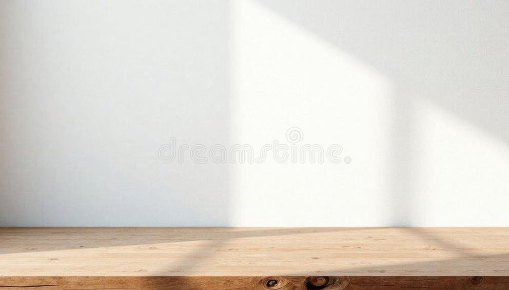 Rustic Wood Table Top, Abstract Shadow, White Wall Mock Up , Rustic, Visual Merchandising ...