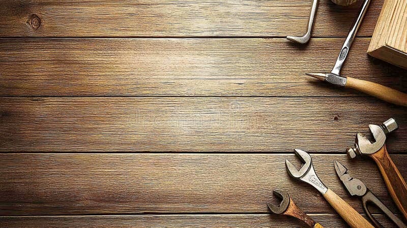 Rustic Wood Workshop Tools Background Stock Photo - Image of brown ...