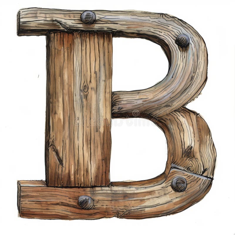 Rustic Wooden Alphabet Letter B on White Background for Rustic and ...