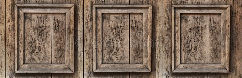 Rustic Wooden Background with Three Decorative Frames Stock Photo - Image of empty, plank: 373084958