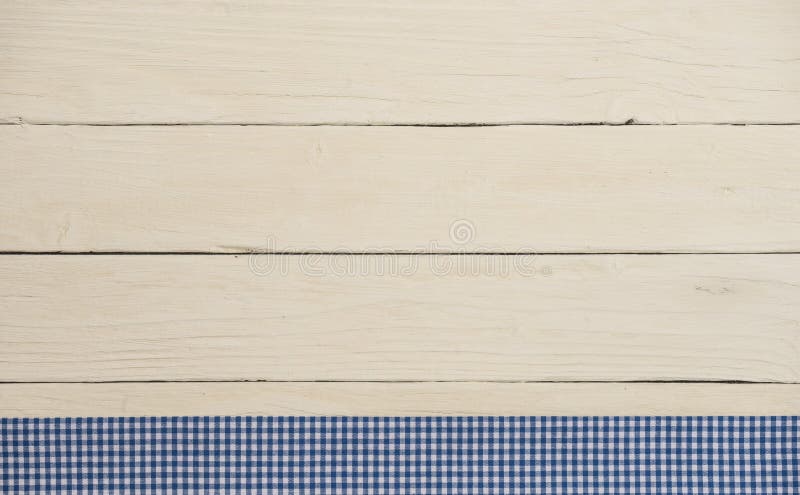 Rustic Wooden Background with Blue Checkered Fabric Stock Photo - Image ...