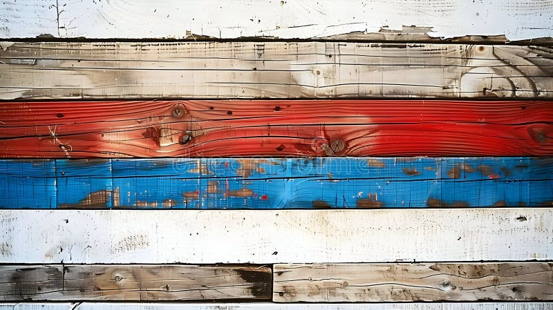 A Rustic Wooden Background Featuring Red, White, and Blue Stripes ...