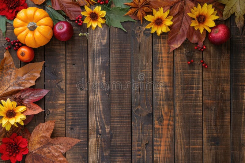 Rustic Wooden Background with a Thanksgiving Theme and Many Wooden ...