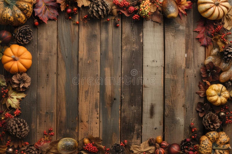 Rustic Wooden Background with a Thanksgiving Theme and Many Wooden ...