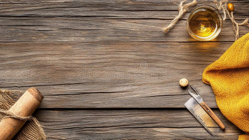 Rustic Wooden Background, Wine Tools, Fabric, Copy Space Stock Image ...