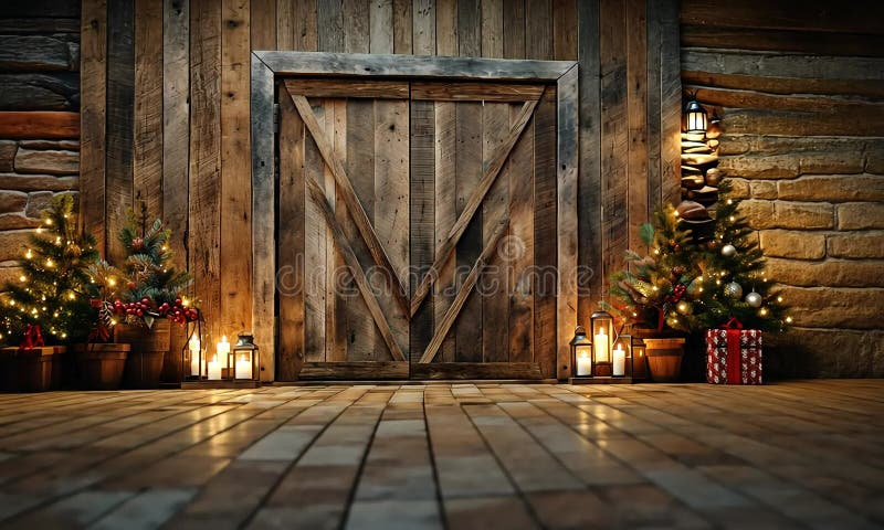 Rustic Wooden Barn Interior with Christmas Decor Stock Footage - Video ...