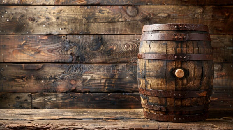 Rustic Wooden Barrel on Aged Tabletop Stock Image - Image of farmhouse ...