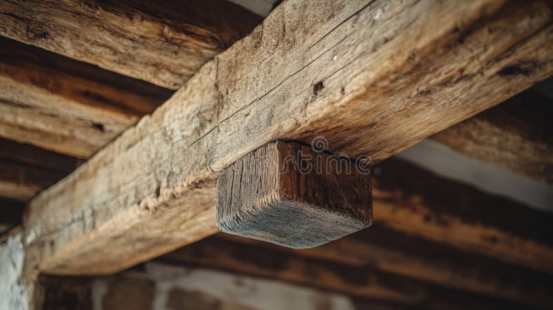 Rustic Wooden Beams Form a Strong Ceiling Structure Stock Illustration ...