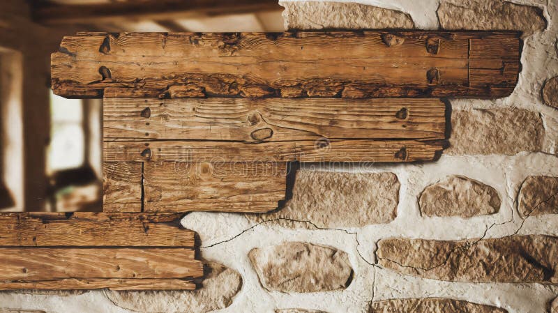 Rustic Wooden Beams and Stone Wall Texture, Good Resolution Stock Photo ...