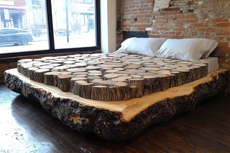 Rustic Log Bed Frame stock illustration. Illustration of rough - 375881065