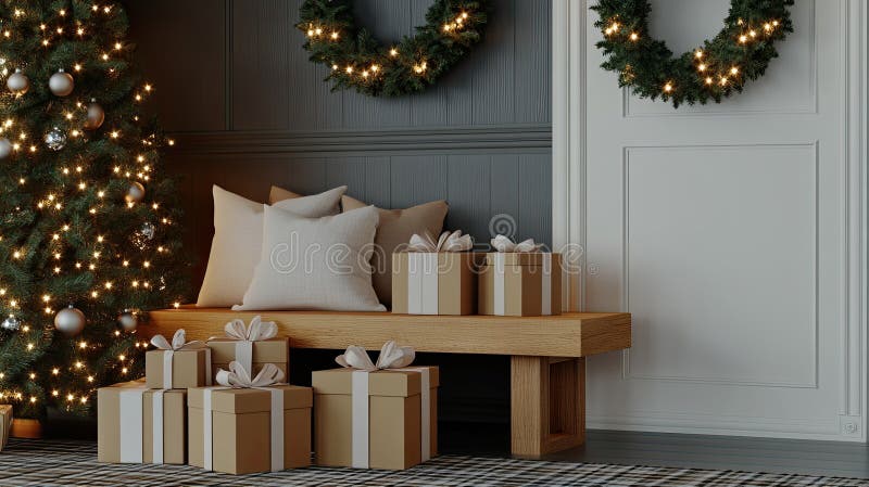 A Rustic Wooden Bench Adorned with Plush Pillows and Lanterns is ...