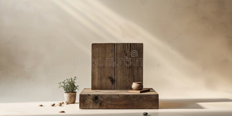 Rustic Wooden Block Square Tabletop Display Stand Stock Photo - Image ...
