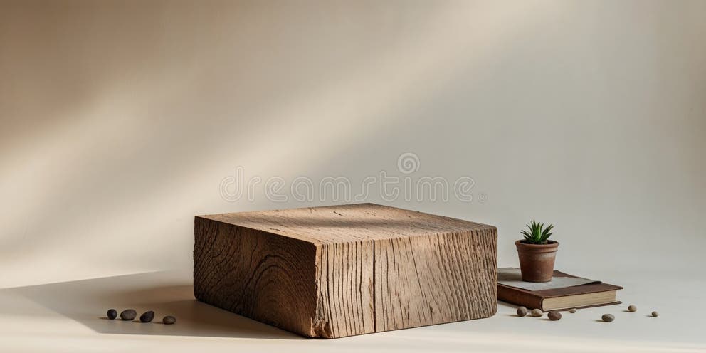 Rustic Wooden Block Square Tabletop Display Stand. Stock Photo - Image ...