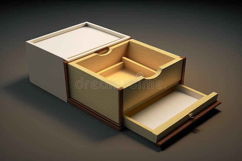 Open Wooden Box with Lid on Dark Background Stock Illustration ...