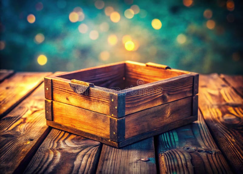 Rustic Wooden Box on Weathered Wood a Timeless Empty Container for ...