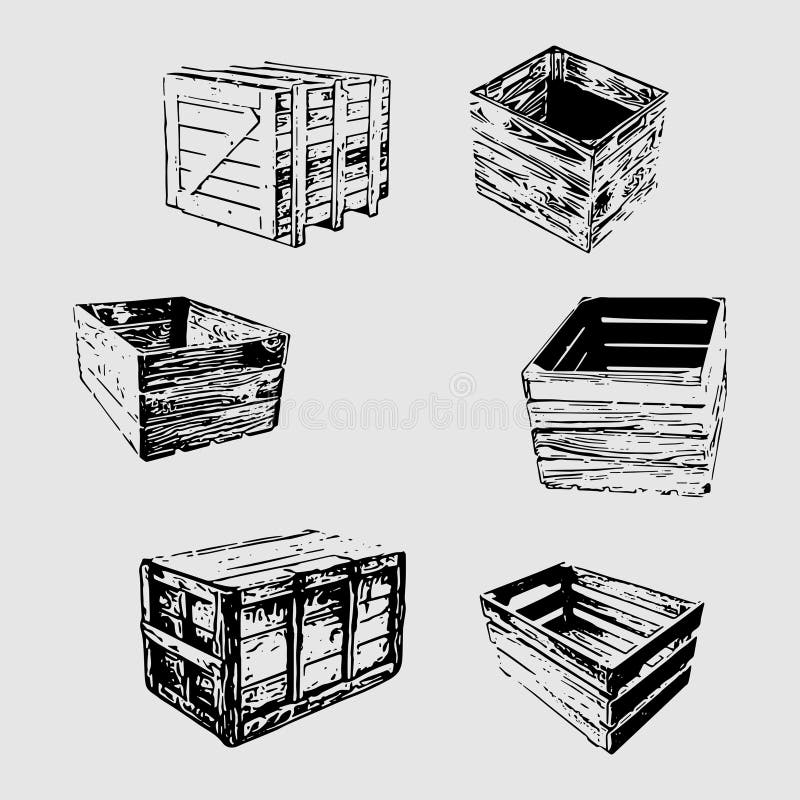 Rustic Wooden Boxes,vector Illustration Stock Vector - Illustration of ...