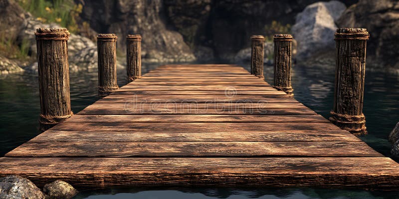 Rustic Wooden Bridge Game Asset Adventure Background Fantasy Setting Stock Illustration ...